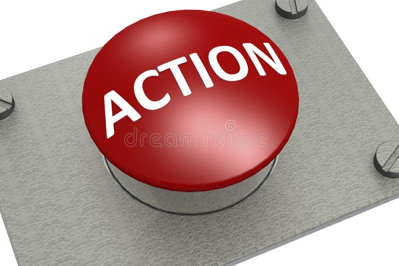 Action Button on a Metal Plate Stock Illustration - Illustration of ...
