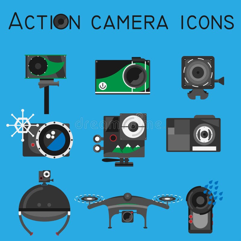 Action Camera Icons Vector Set Flat Style Stock Vector - Illustration ...