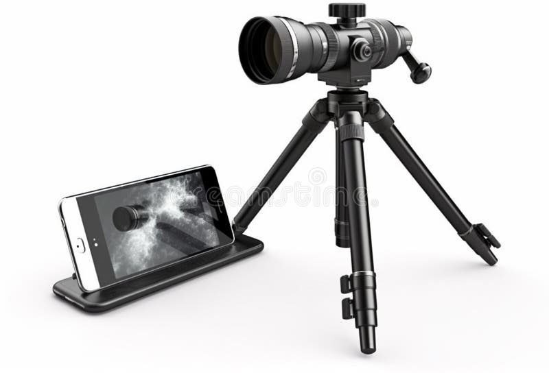 Action Camera on Mini Tripod with Smartphone Isolated on White ...