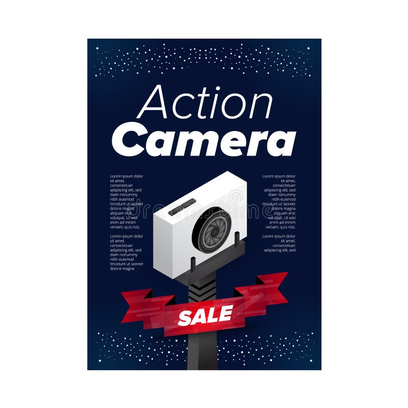 Action Camera on the Monopod. Ad Banner Design Stock Vector ...