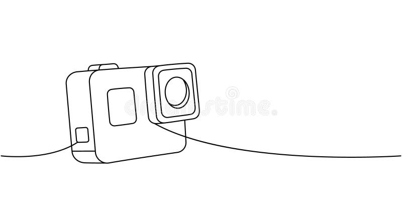 Action Camera One Line Continuous Drawing. Professional Photo Equipment ...