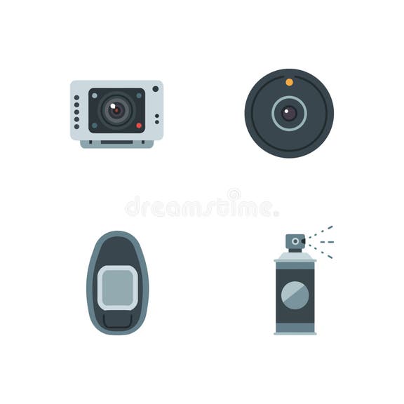 Action Camera Security Camera Remote Control Spray Paint Can Vector ...
