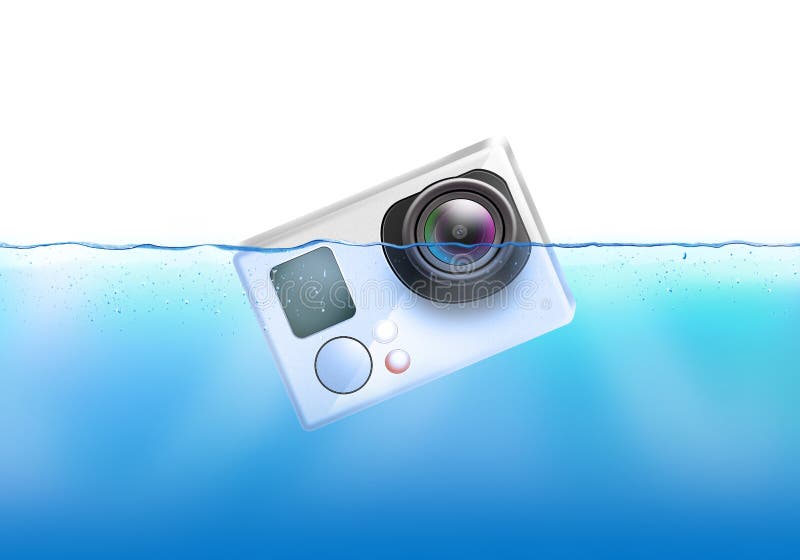 Action Camera Sinks in Water. Stock Image - Image of action, extreme ...