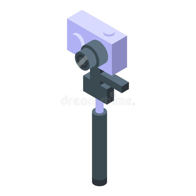 Action Camera is Streaming Video Using Selfie Stick Tripod Stock Vector ...