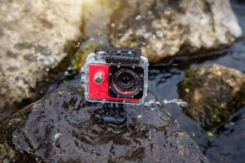 Action Camera in the Water in a Protected Waterproof Case Stock Photo ...