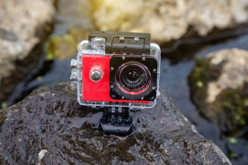 Action Camera in the Water in a Protected Waterproof Case Stock Photo ...