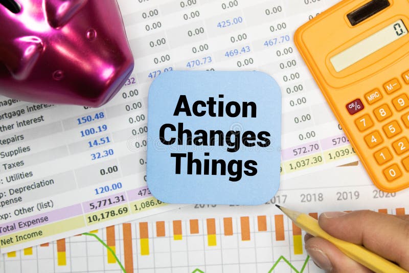 Action Changes Things ACT Text on a Magnifying Glass and on an Open ...
