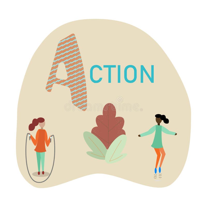 A for Action stock vector. Illustration of english, colourful - 124564967