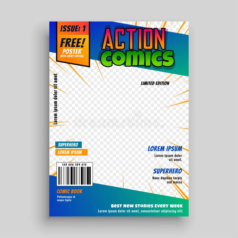 Action Comic Book Cover Page Design Stock Vector - Illustration of text ...
