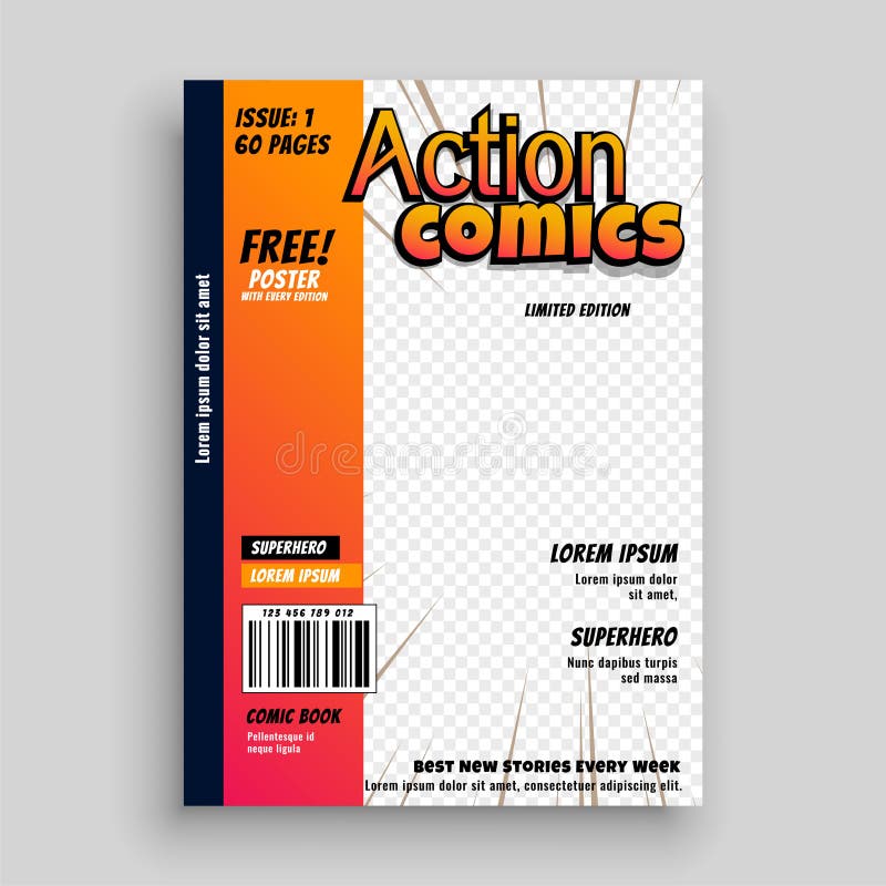 Action Comic Book Cover Page Template Design Stock Vector ...