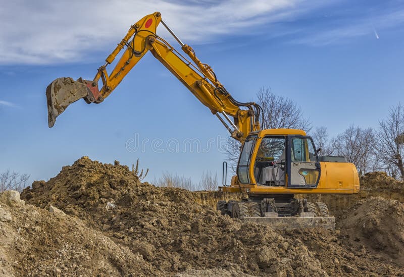 Action at Construction Site Stock Photo - Image of blue, activity: 85965160