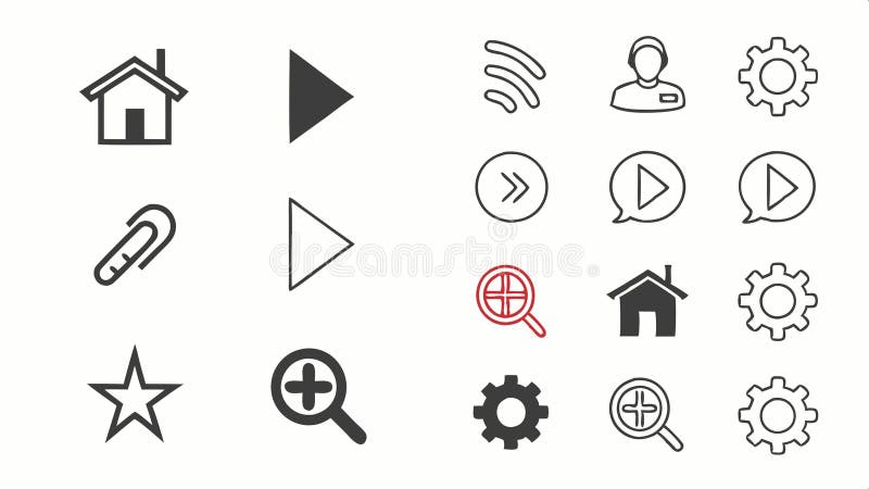 Action and Control Icons Set, Play, Pause, Forward, and Rewind Symbols ...