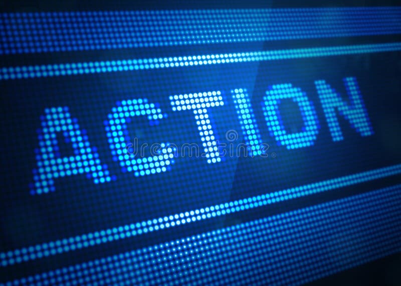 Action Digital Screen 3d Illustration Stock Illustration - Illustration ...