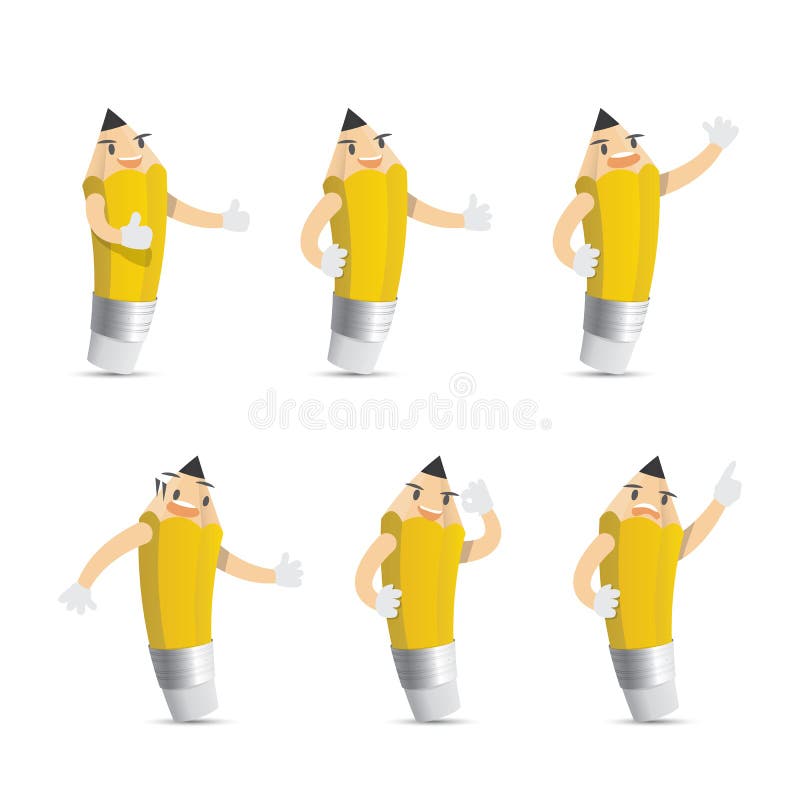 Action and Emotion of Pencil Character Cartoon Design Stock Vector ...