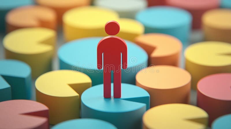 Action Figure on Colorful Pie Charts Business Analysis Data ...