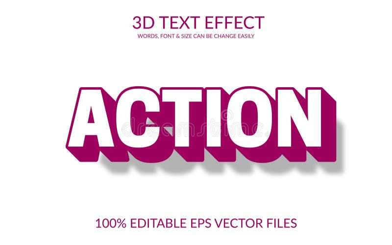 Action Vector 3d Text Effect. Stock Illustration - Illustration of ...