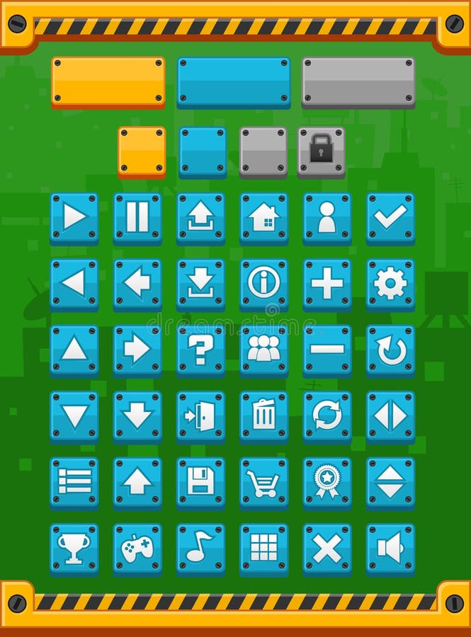 Action Game User Interface Complete Set Stock Vector - Illustration of ...