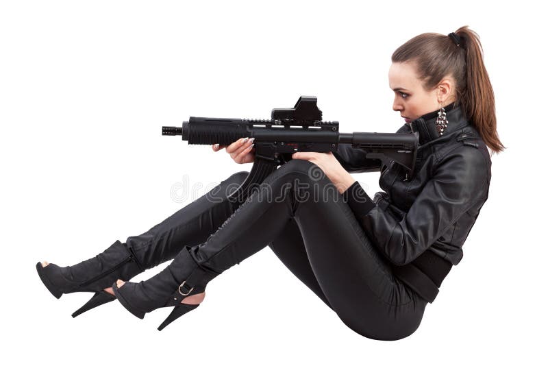 Women holding guns stock photo. Image of portrait, beauty - 9559568