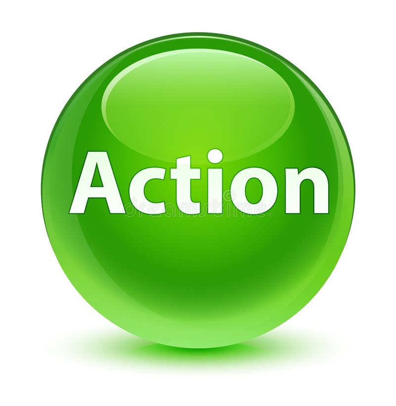 Action Glassy Green Round Button Stock Illustration - Illustration of ...