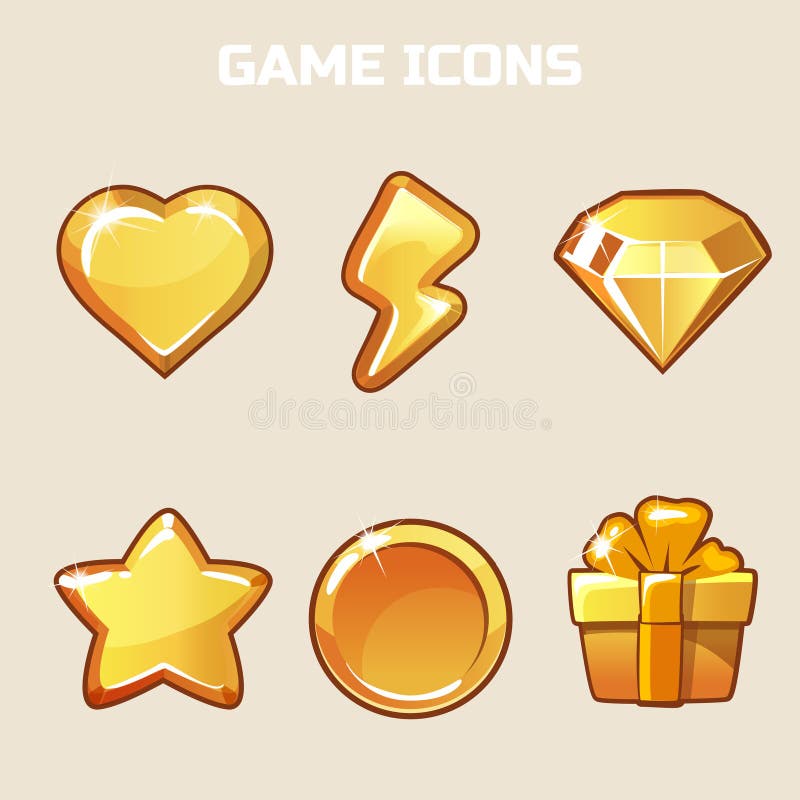 Action gold Game Icons Set stock vector. Illustration of game - 78022425