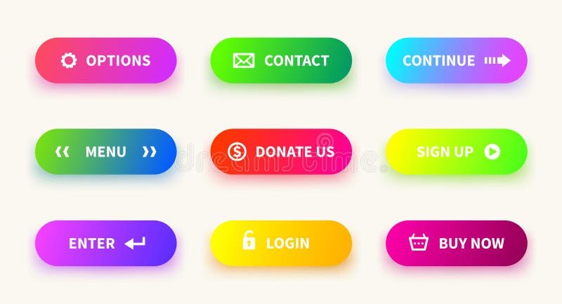 Gradient Buttons User Interface Web Button Material Design Ui Rectangular Shape App Action