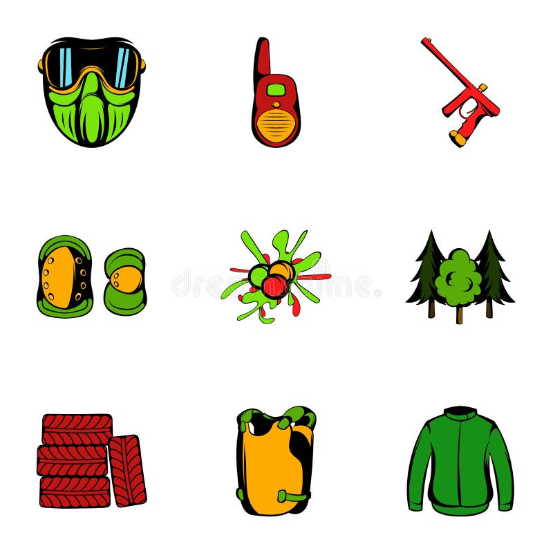 Action Icons Set, Cartoon Style Stock Vector - Illustration of glove ...