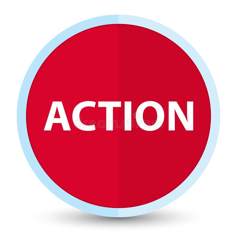Action Flat Prime Red Round Button Stock Vector - Illustration of ...