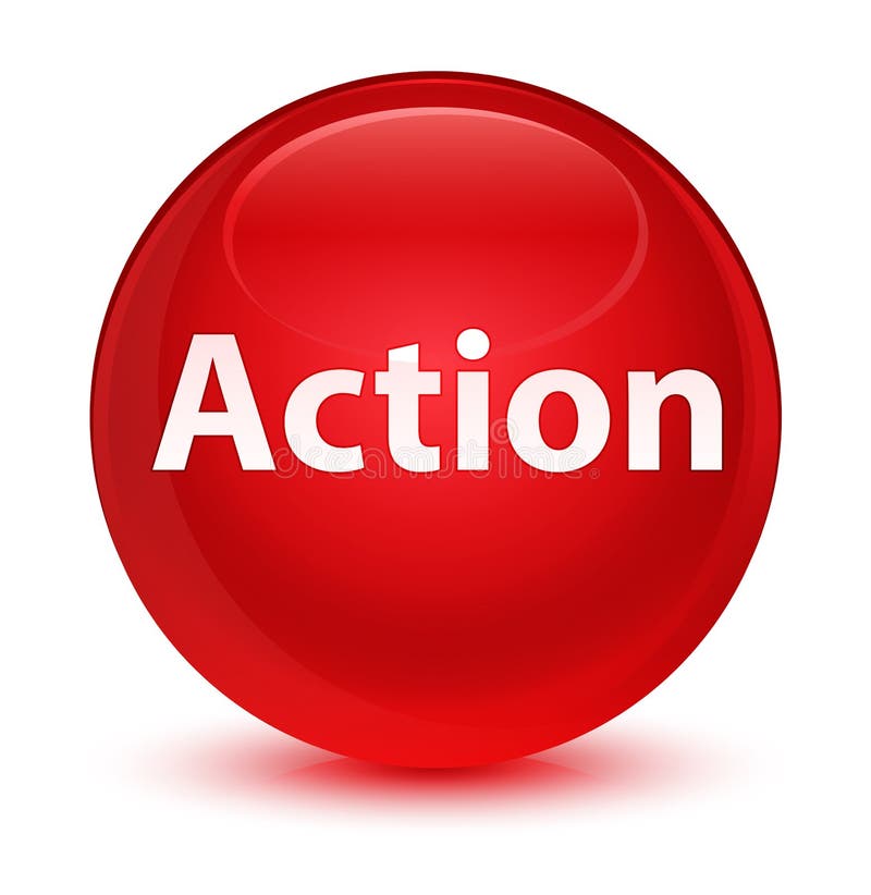 Action Glassy Red Round Button Stock Illustration - Illustration of ...