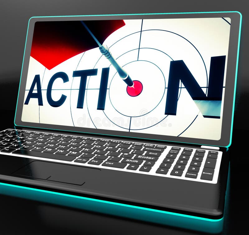 Action on Laptop Shows Motivation Stock Illustration - Illustration of ...