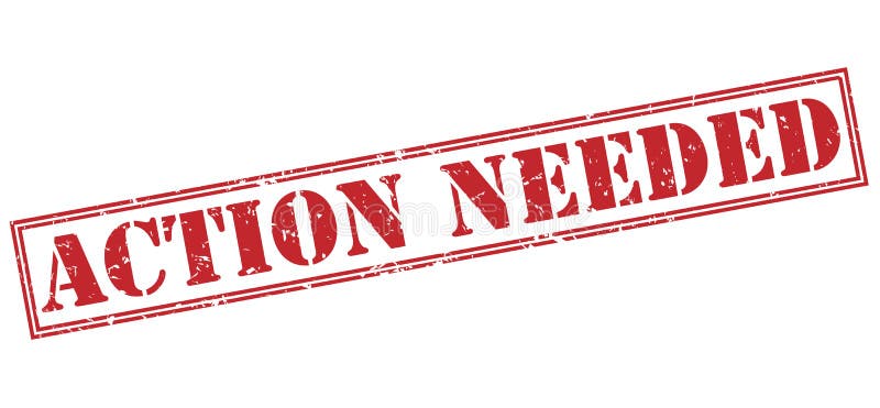 ACTION-NEEDED Text, on Vintage Yellow Sticker Stamp. Stock Illustration ...