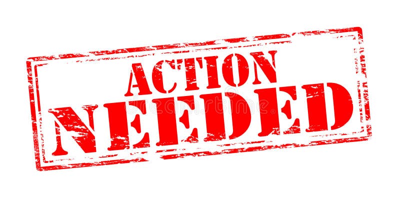 ACTION-NEEDED Text, on Vintage Yellow Sticker Stamp. Stock Illustration ...