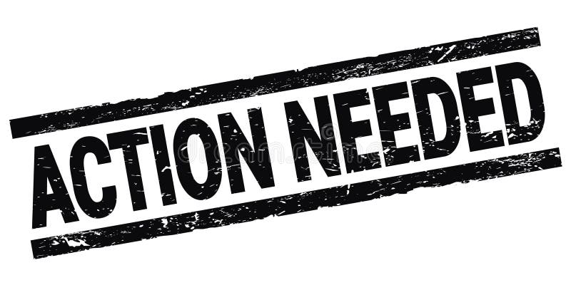 ACTION NEEDED Text on Black Rectangle Stamp Sign Stock Illustration ...