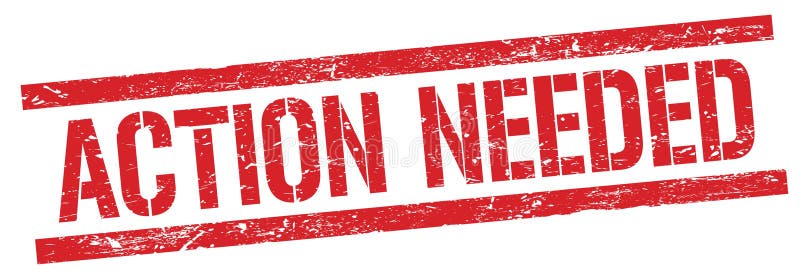 ACTION NEEDED Text on Red Grungy Rectangle Stamp Stock Illustration ...