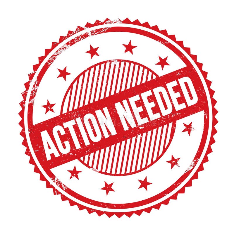 ACTION-NEEDED Text, On Vintage Yellow Sticker Stamp. Stock Illustration ...