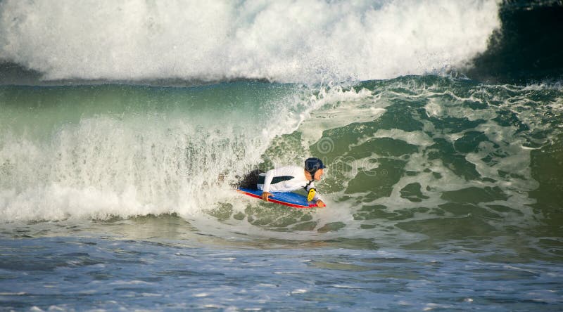 Surfer Riding Inside a Powerful Ocean Wave Editorial Stock Photo ...