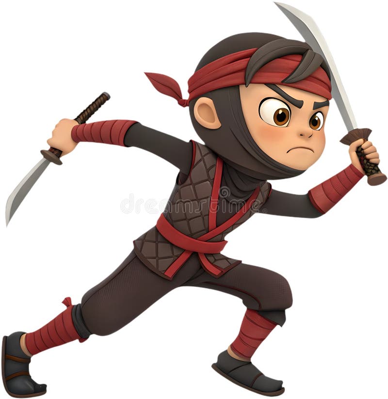 Action-packed Ninja Character for Dynamic Cartoon Clipart Designs ...