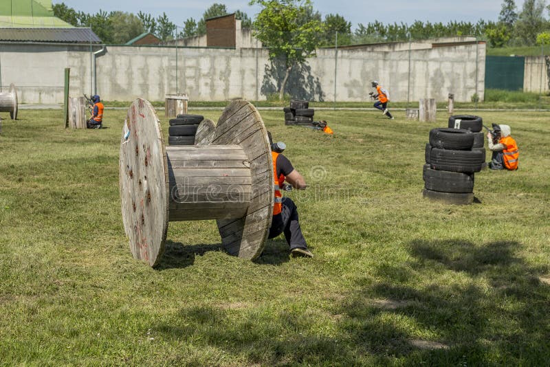 Action paintball stock photo. Image of costume, active - 87873484