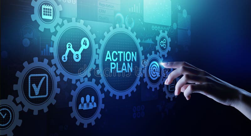 Action Plan on the Virtual Screen. Planning Concept. Business Strategy ...