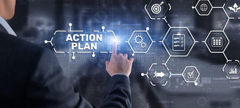 Action Plan Business Technology Strategy Concept on Virtual Screen ...