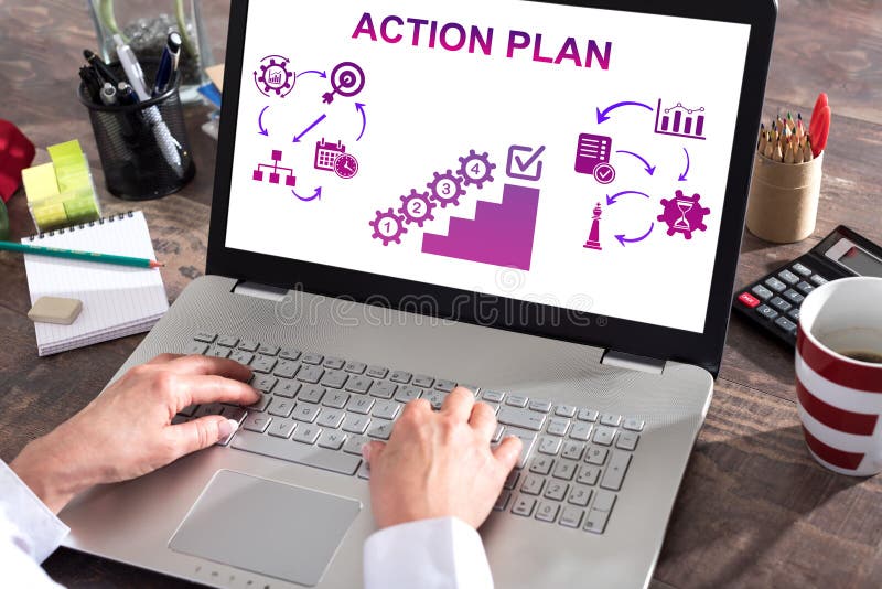 Action Plan Concept on a Laptop Screen Stock Image - Image of target ...
