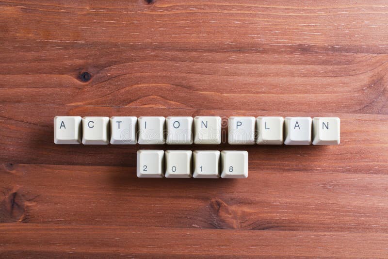 Action Plan 2018 on Computer Keyboard Keys Buttons on Wooden Background ...