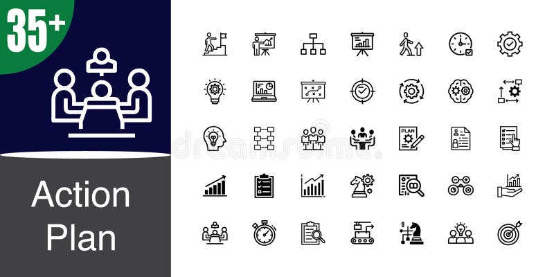 Action Planning Outline Icons Collection Stock Illustrations – 172 ...