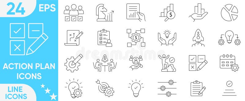 Action Plan Icons Set.planning, Strategy, Tasks, Marketing, Startup ...