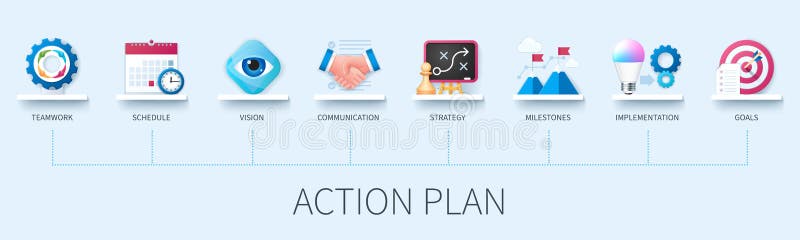 Action Plan Infographic in 3D Style Stock Vector - Illustration of ...