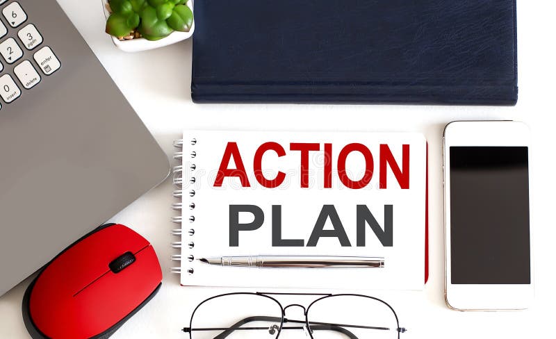 Action Plan Memo Written on a Notebook with Laptop Stock Photo - Image ...