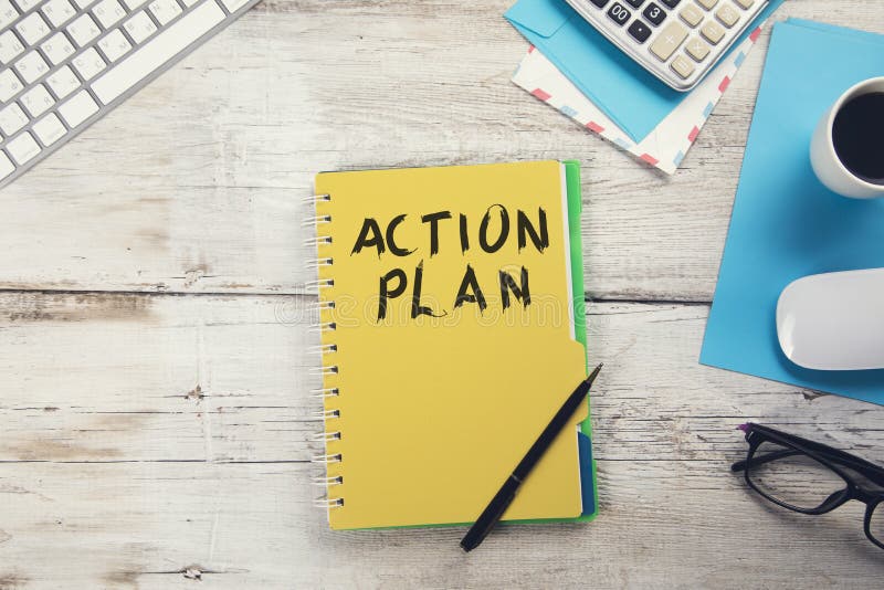 Action Plan on Notepad with Keyboard Stock Photo - Image of paper ...