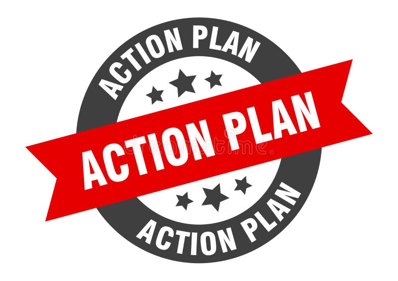 Action Plan Sign. Action Plan Round Ribbon Sticker Stock Vector ...