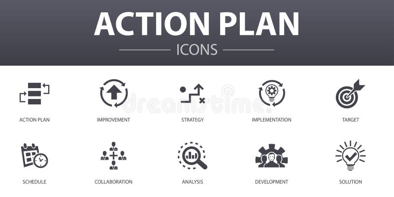 Action Plan Simple Concept Icons Set Stock Vector - Illustration of ...