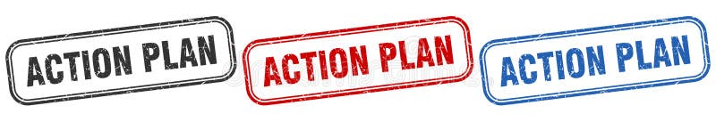 Action Plan Square Isolated Sign Set. Action Plan Stamp Stock Vector ...