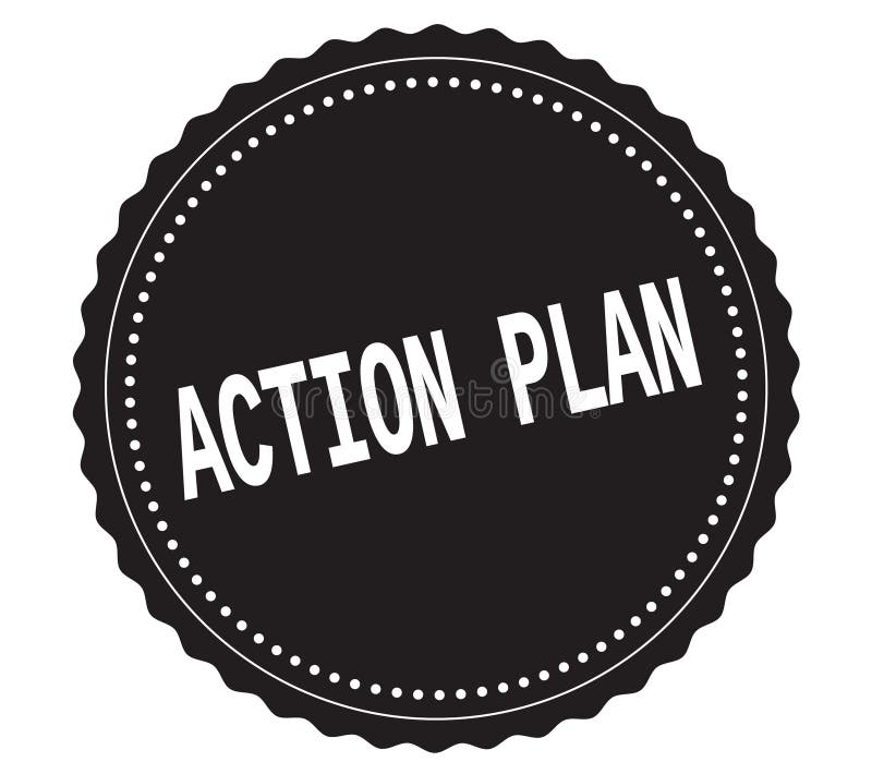 ACTION-PLAN Text, on Black Sticker Stamp. Stock Illustration ...